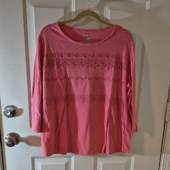 Basic Editions | Tops | Basic Editions Pink Relaxed Embellished Blouse ...